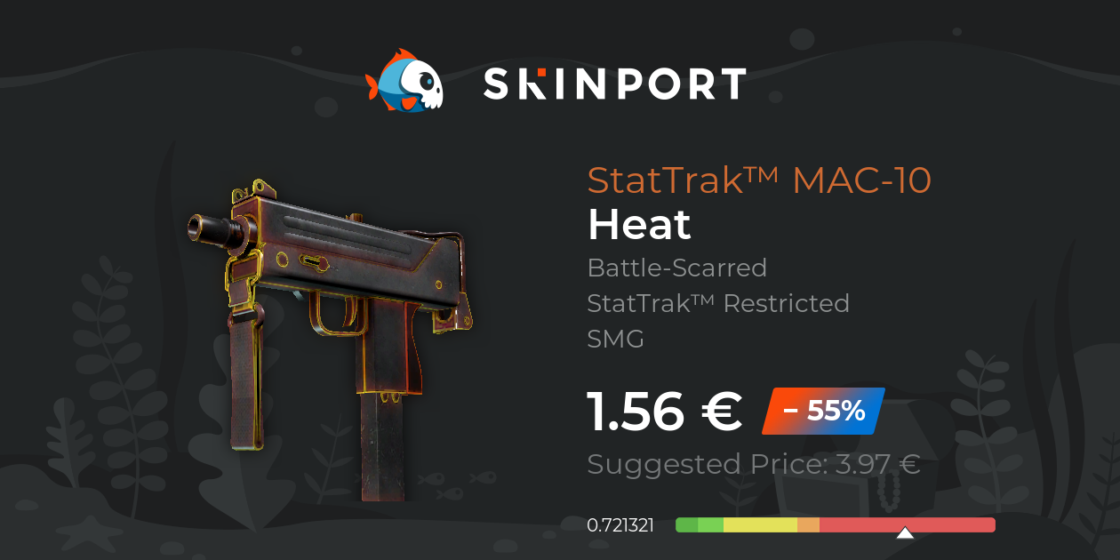 StatTrak™ MAC-10 | Heat (Battle-Scarred) - Counter-Strike 2 - Skinport