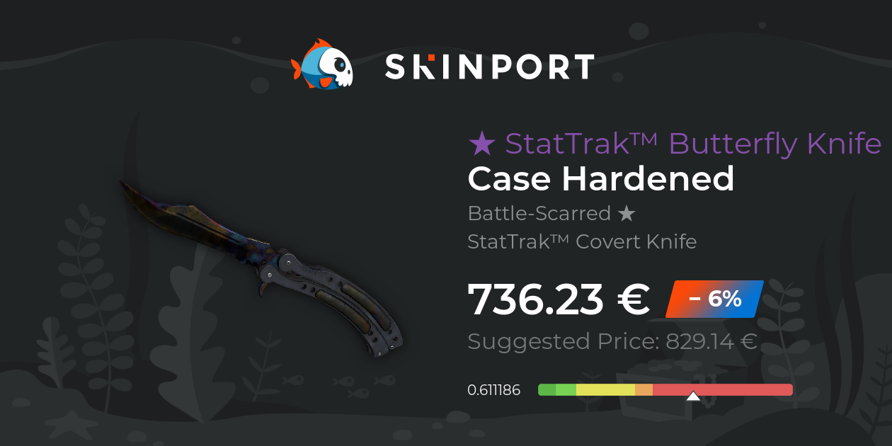 StatTrak™ Butterfly Knife | Case Hardened (Battle-Scarred) - CS:GO - Skinport