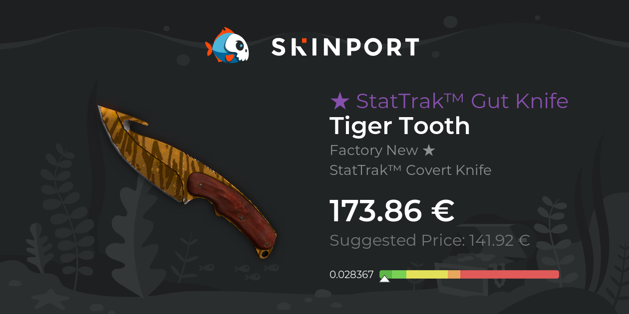 StatTrak™ Gut Knife | Tiger Tooth (Factory New) - Counter-Strike 2 ...