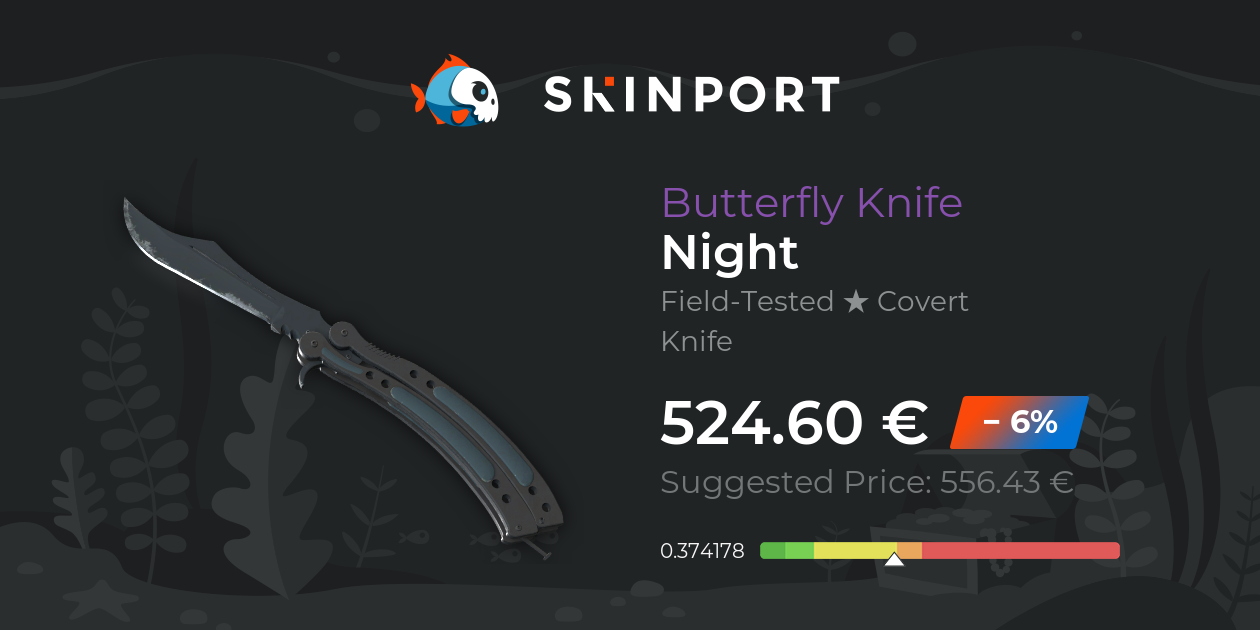 Faca Butterfly ★ | Night (Testado no Terreno) - Counter-Strike 2 - Skinport