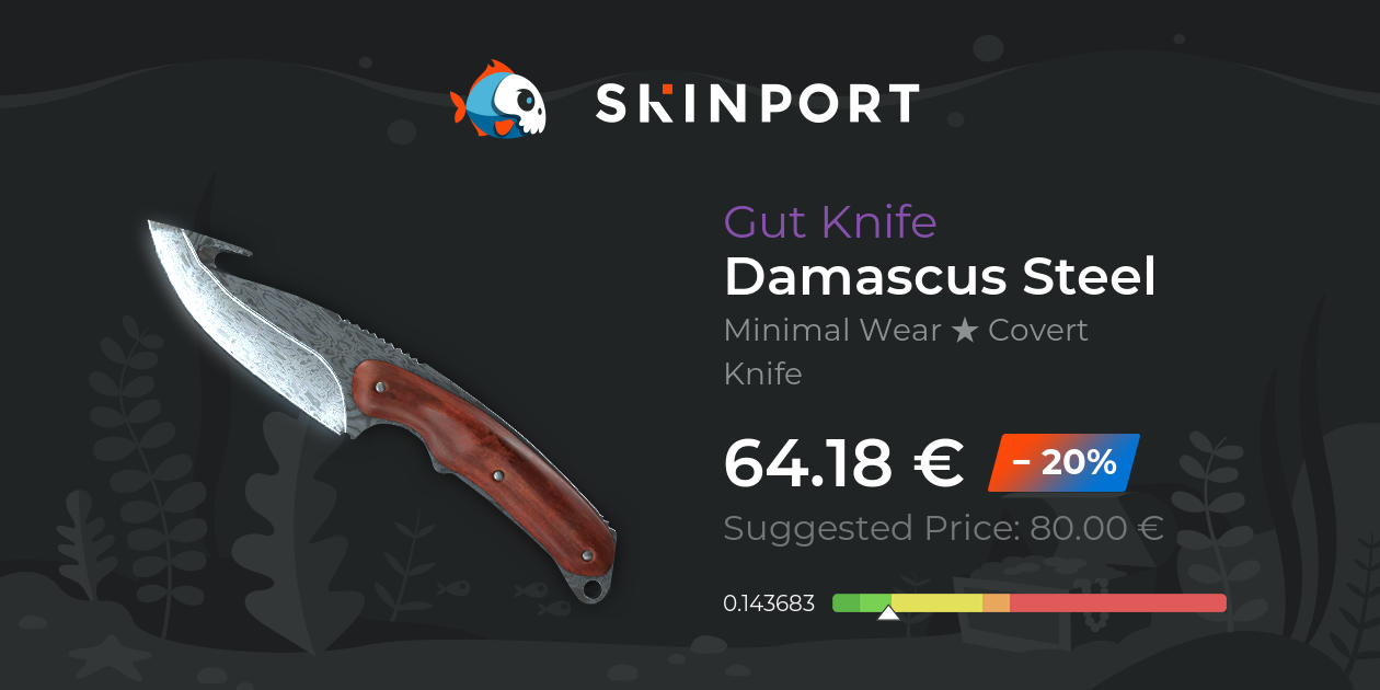 Gut Knife | Damascus Steel (Minimal Wear) - Counter-Strike 2 - Skinport
