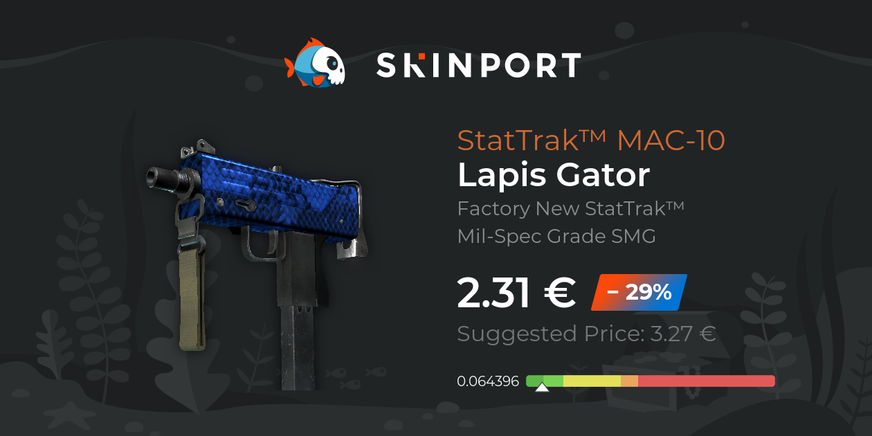 StatTrak™ MAC-10 | Lapis Gator (Factory New) - Counter-Strike 2 - Skinport