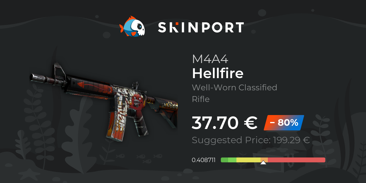 M4A4 | Hellfire (Well-Worn) - CS2 - Skinport