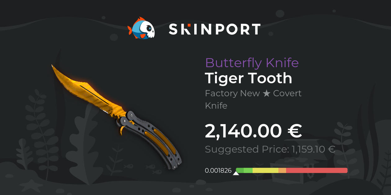 Couteau papillon (★) | Dent de tigre (Neuve) - CS2 - Skinport