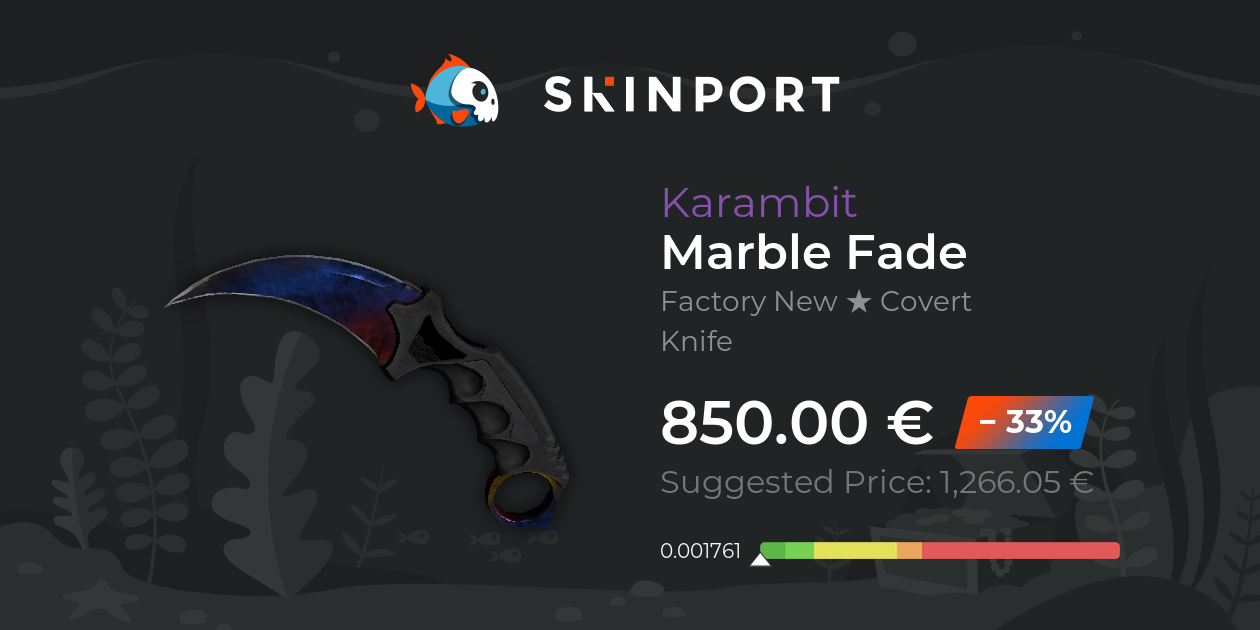 Karambit | Marble Fade (Factory New) - Counter-Strike 2 - Skinport