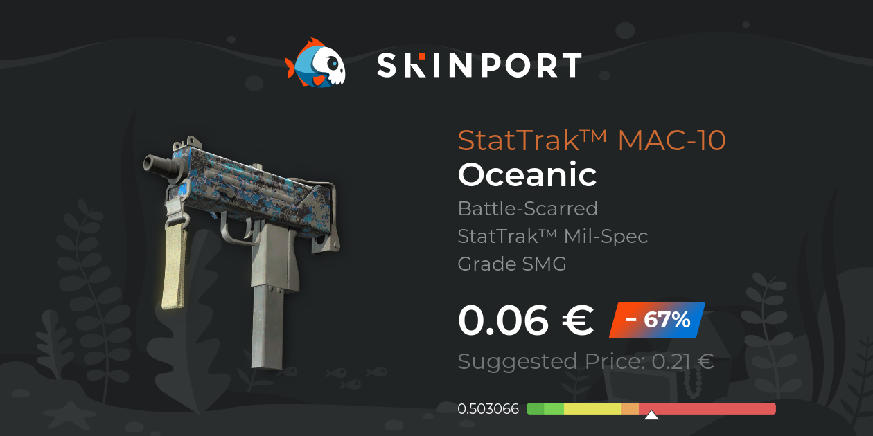 StatTrak™ MAC-10 | Oceanic (Battle-Scarred) - Counter-Strike 2 - Skinport