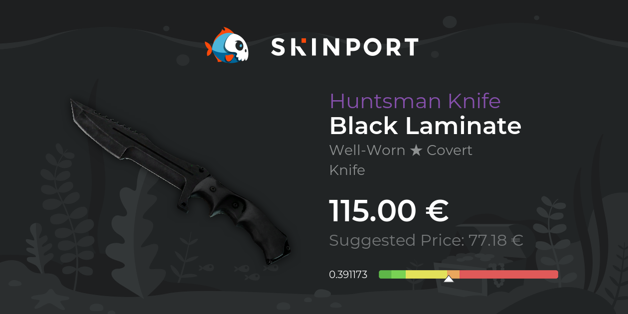 Huntsman Knife | Black Laminate (Well-Worn) - CS2 - Skinport