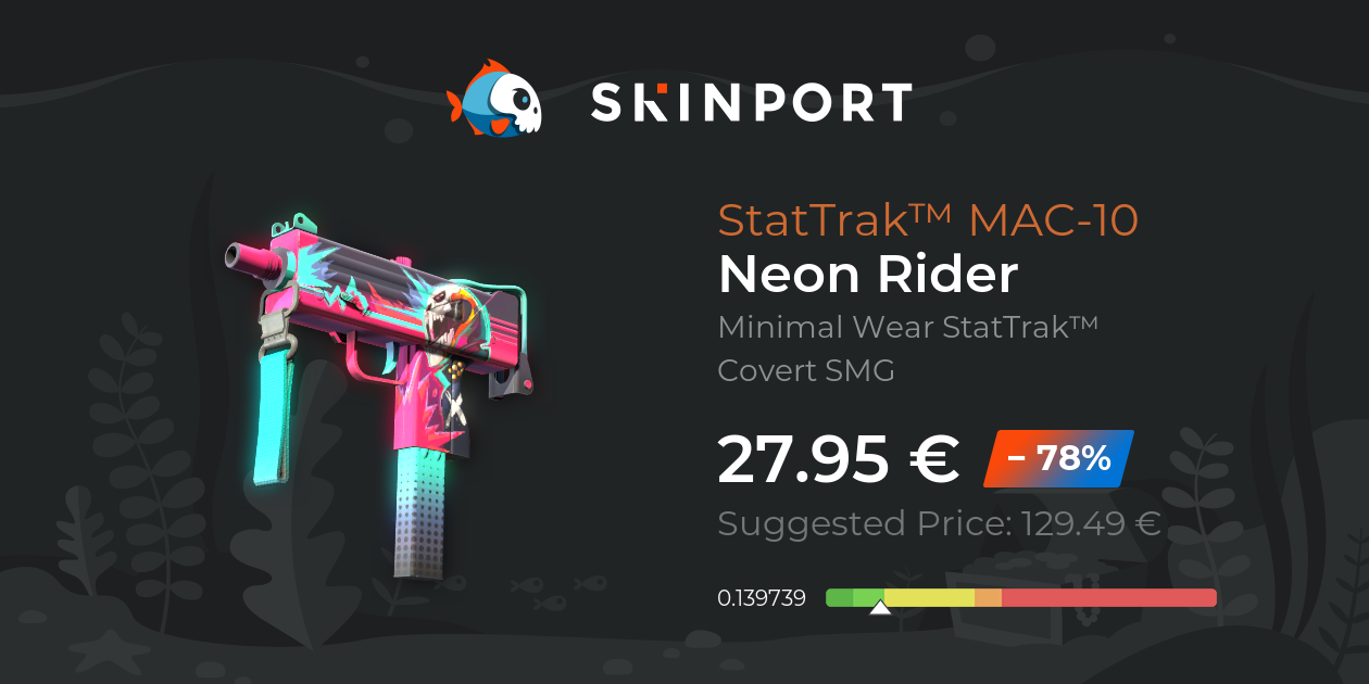 StatTrak™ MAC-10 | Neon Rider (Minimal Wear) - Counter-Strike 2 - Skinport
