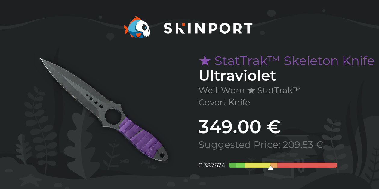 StatTrak™ Skeleton Knife | Ultraviolet (Well-Worn) - Counter-Strike 2 - Skinport