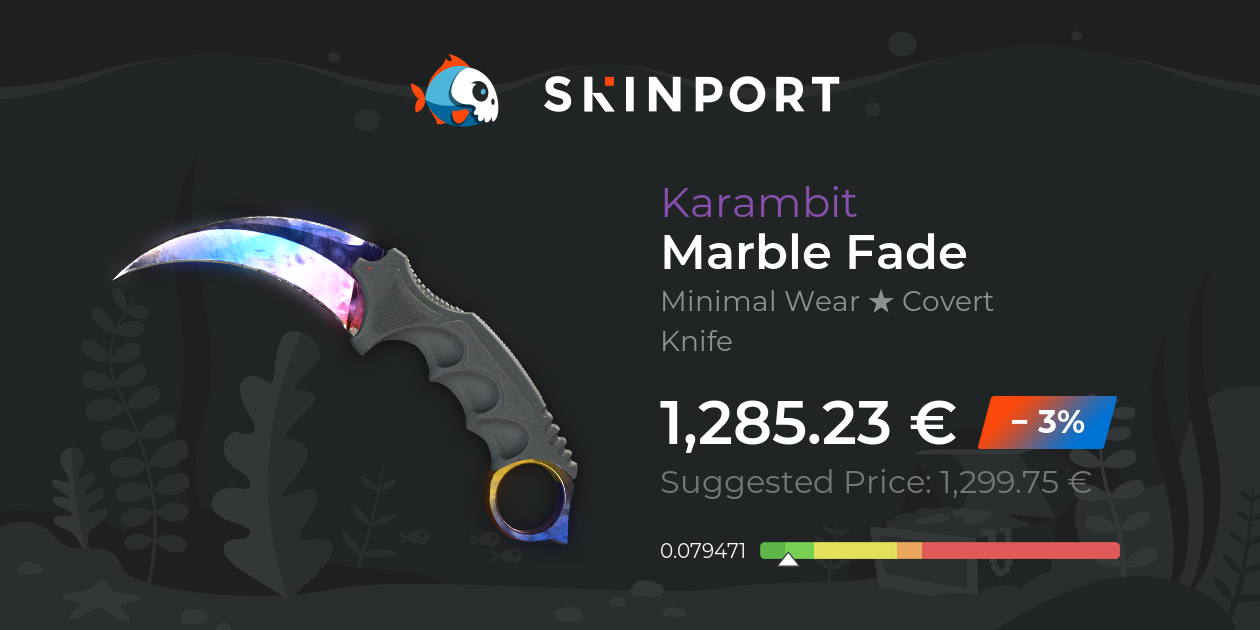Karambit | Marble Fade (Minimal Wear) - Counter-Strike 2 - Skinport