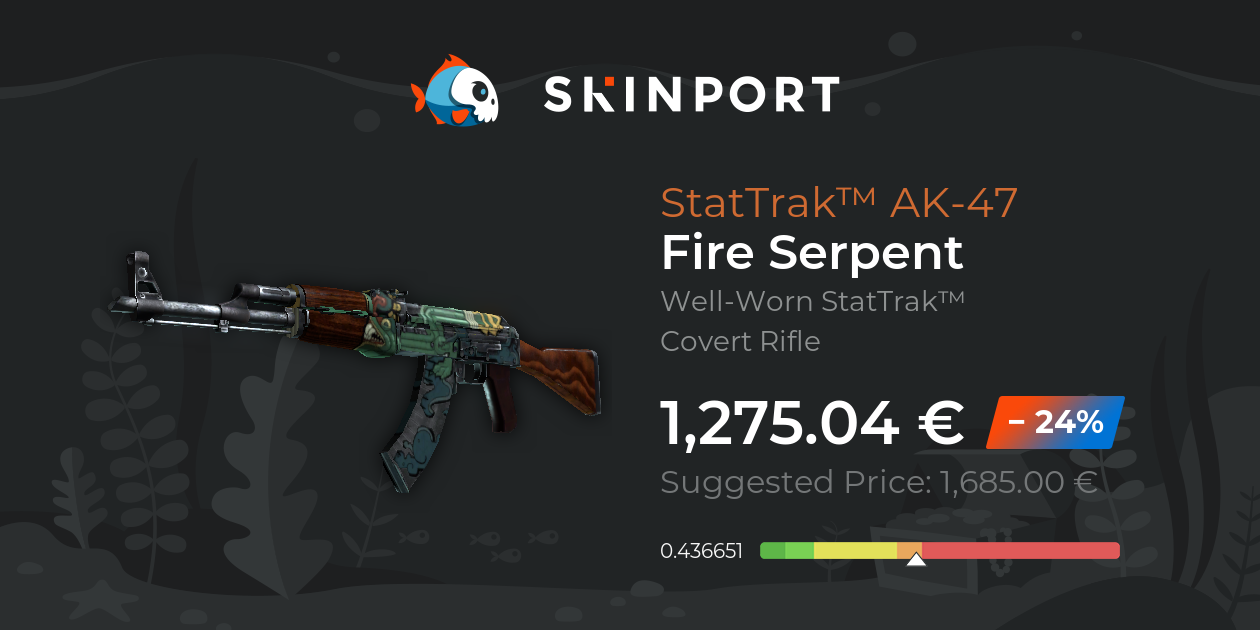 StatTrak™ AK-47 | Fire Serpent (Well-Worn) - CS2 - Skinport