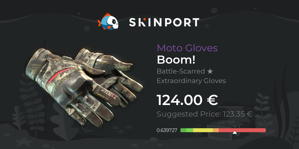 Moto Gloves | Boom! (Battle-Scarred) - Counter-Strike 2 - Skinport