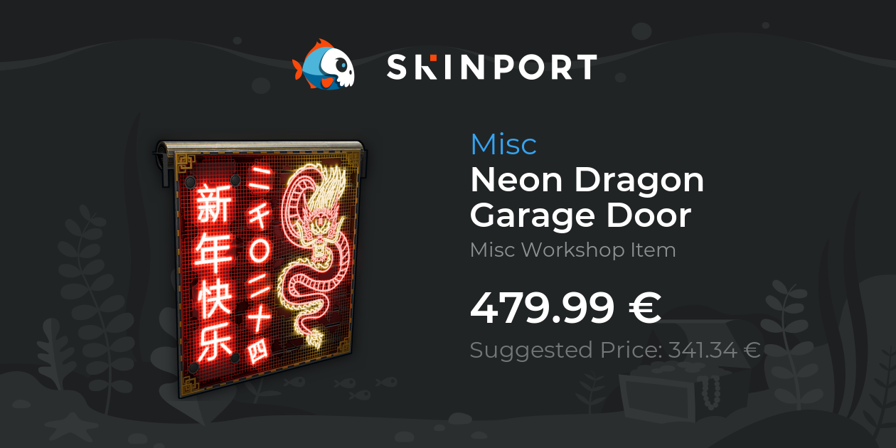 Neon Dragon Garage Door - Rust - Skinport