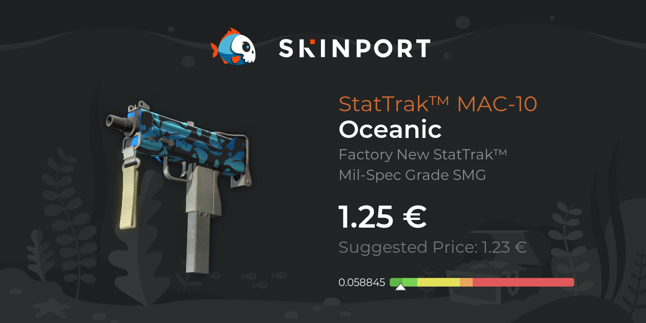 StatTrak™ MAC-10 | Oceanic (Factory New) - Counter-Strike 2 - Skinport