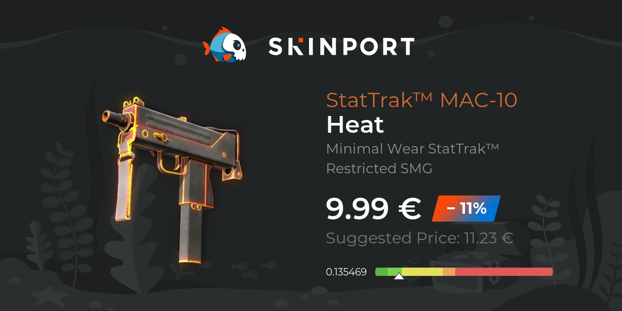 StatTrak™ MAC-10 | Heat (Minimal Wear) - Counter-Strike 2 - Skinport
