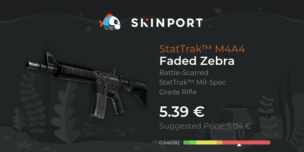 StatTrak™ M4A4 | Faded Zebra (Battle-Scarred) - Counter-Strike 2 - Skinport