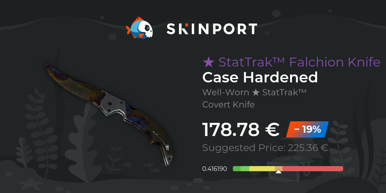 StatTrak™ Falchion Knife | Case Hardened (Well-Worn) - CS2 - Skinport