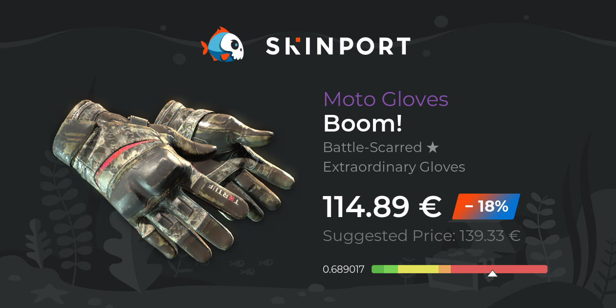Moto Gloves | Boom! (Battle-Scarred) - Counter-Strike 2 - Skinport