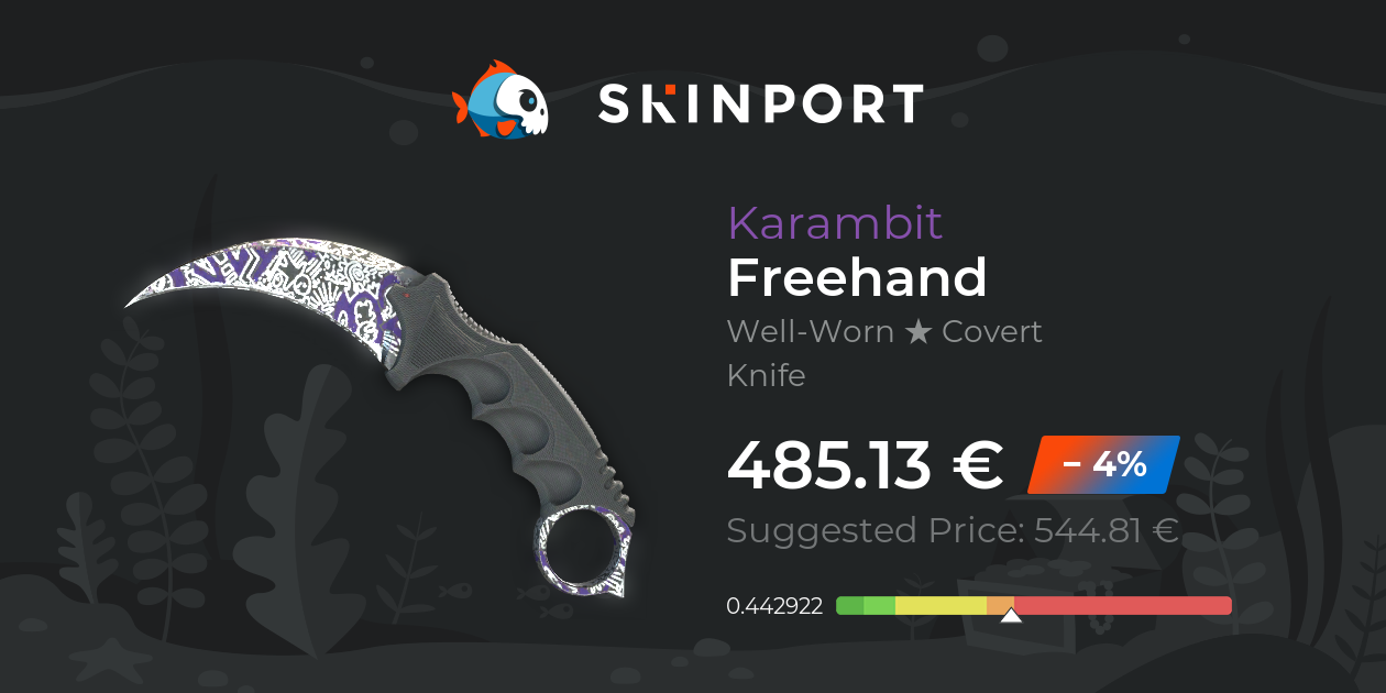 Karambit | Freehand (Well-Worn) - Counter-Strike 2 - Skinport