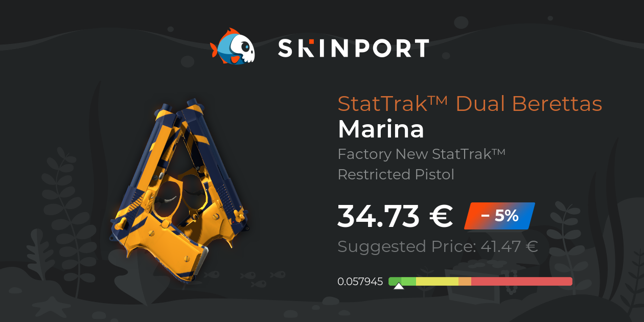 StatTrak™ Dual Berettas | Marina (Factory New) - Counter-Strike 2 ...