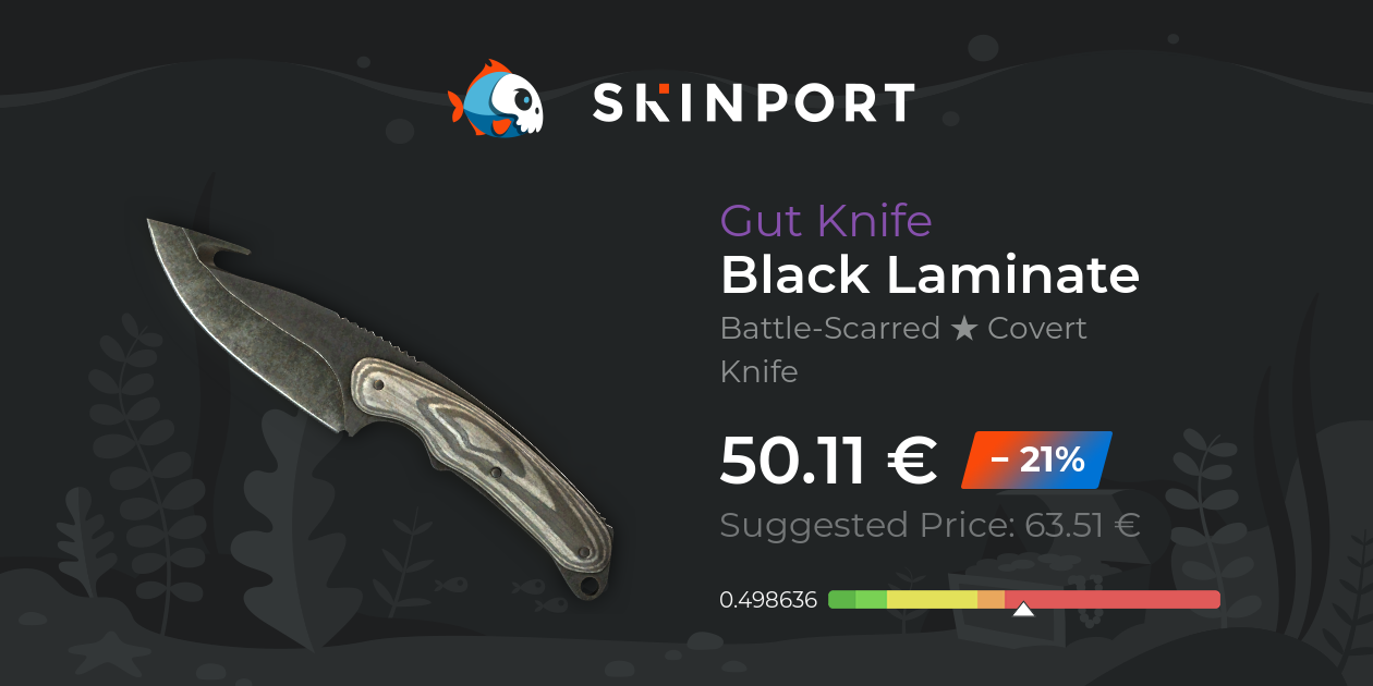 Gut Knife | Black Laminate (Battle-Scarred) - Counter-Strike 2 - Skinport
