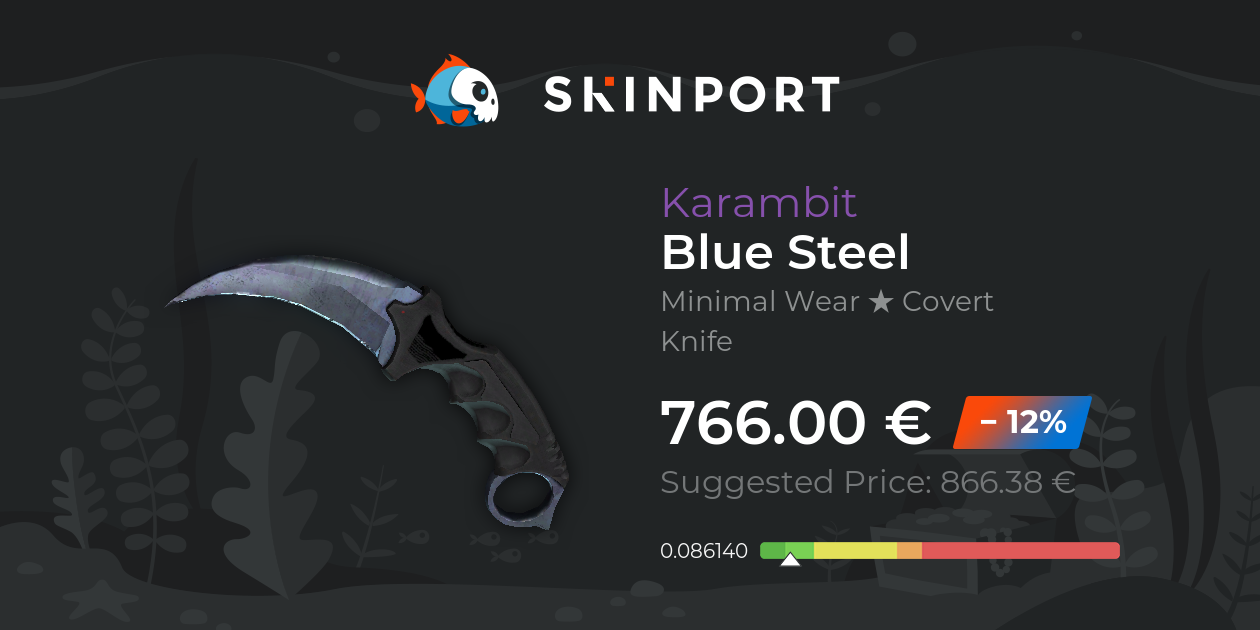 Karambit | Blue Steel (Minimal Wear) - CS:GO - Skinport