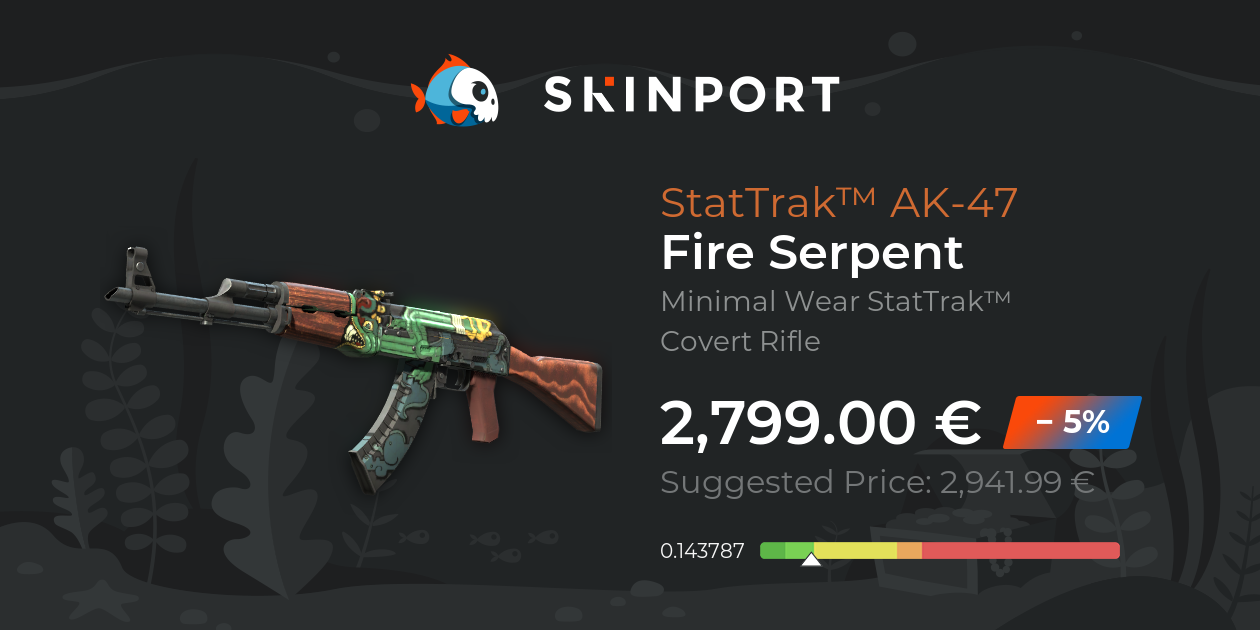 StatTrak™ AK-47 | Fire Serpent (Minimal Wear) - Counter-Strike 2 - Skinport