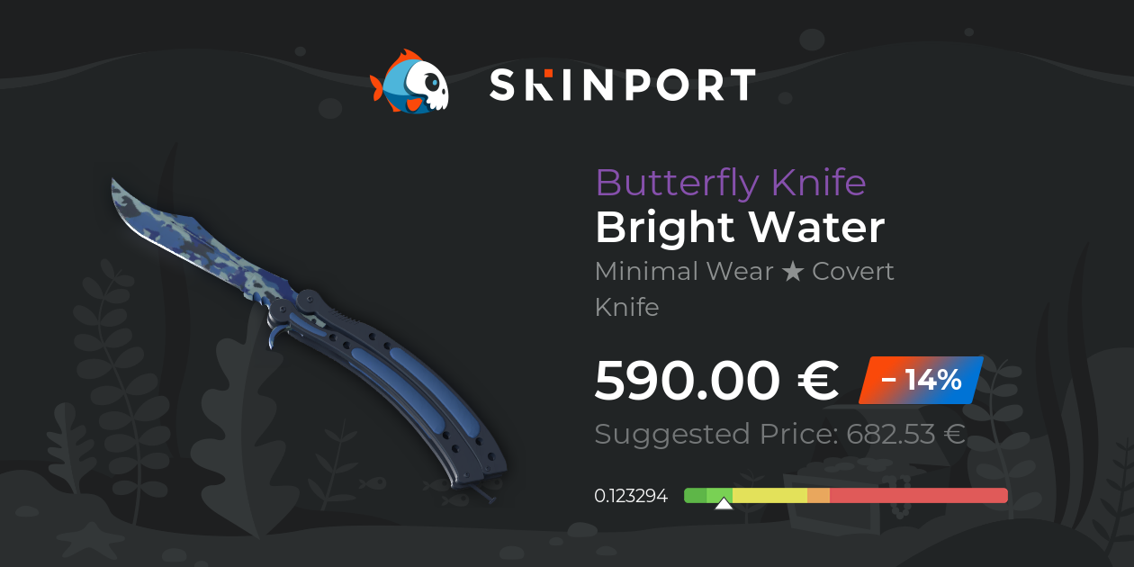 Butterfly Knife | Bright Water (Minimal Wear) - Counter-Strike 2 - Skinport